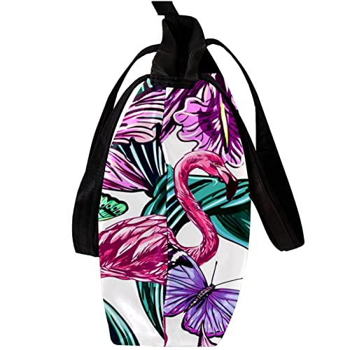 TBOUOBT Handbags for Women Fashion Tote Bags Shoulder Bag Satchel Bags, Purple Flower Tropical Flamingo Butterfly