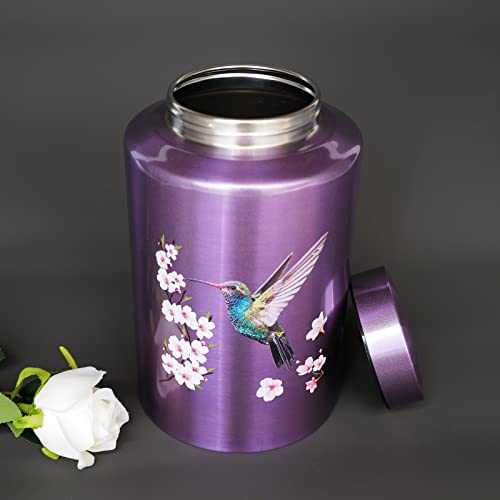 Large Cremation Urns for Adult Male Female Ashes, Up to 220 lbs Decorative Urn for Human Remains with Velvet Bag(Hummingbird)