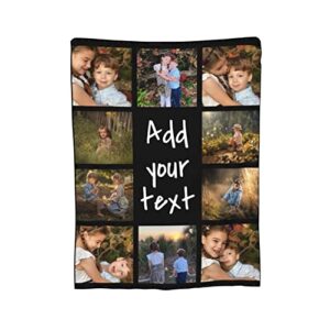 Custom Blanket Personalized Blanket with Photos Text Customized Picture Throw Blanket for Adult Dad, Mom, Kids, Dogs, Friends, Birthday Christmas Halloween Valentines Day Gift, 10 Photos Collage