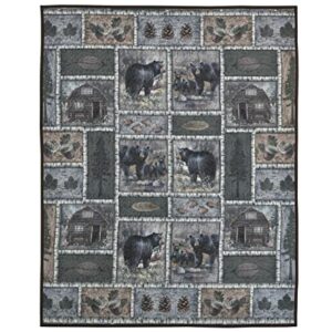 DeLeon Collections Bear Lodge Patchwork Woodland 60" x 50" Decorative Quilt Throw Blanket