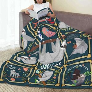 Sloth Blanket Lightweight Flannel Fleece Cartoon Cute Animal Throw Blankets Soft Cozy Plush Microfiber All-Season Blanket for Bed/Couch/Sofa-50 x40 in