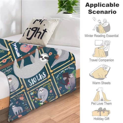 Sloth Blanket Lightweight Flannel Fleece Cartoon Cute Animal Throw Blankets Soft Cozy Plush Microfiber All-Season Blanket for Bed/Couch/Sofa-50 x40 in