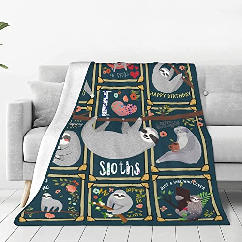 Sloth Blanket Lightweight Flannel Fleece Cartoon Cute Animal Throw Blankets Soft Cozy Plush Microfiber All-Season Blanket for Bed/Couch/Sofa-50 x40 in