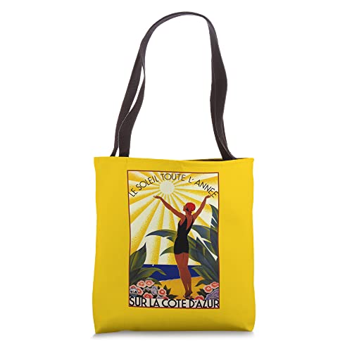 Woman Sun Bathing Retro Vintage Côte d'Azur French Riviera Tote Bag