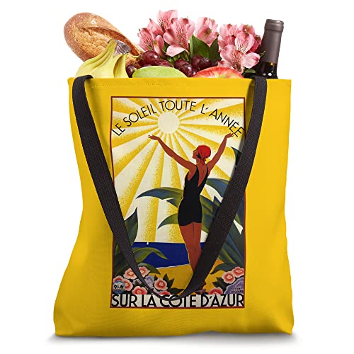 Woman Sun Bathing Retro Vintage Côte d'Azur French Riviera Tote Bag