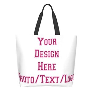 Custom tote bag Personalized Tote Bag Portable Design Your Own Text/Logo/Image Aesthetic Add Your Name Your Text Custom Tote Bag Custom Handbag, Collegiateflf-pink