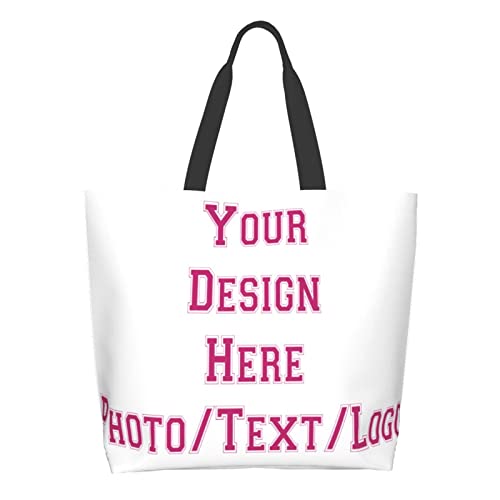 Custom tote bag Personalized Tote Bag Portable Design Your Own Text/Logo/Image Aesthetic Add Your Name Your Text Custom Tote Bag Custom Handbag, Collegiateflf-pink