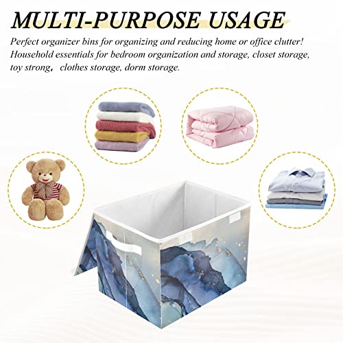 RunningBear Abstract Blue Art Large Storage Bins with Lid Collapsible Storage Bin Closet Storage Bins Decorative Storage Boxes for Room Bedroom