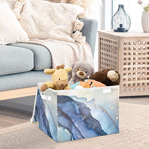 RunningBear Abstract Blue Art Large Storage Bins with Lid Collapsible Storage Bin Closet Storage Bins Decorative Storage Boxes for Room Bedroom