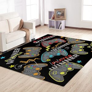 gaming room carpet rugs for kids teen boys bedroom, gamer room decor area rug carpet for men teenage, non slip gamepad gaming chair rug mat for playroom wood floor living room desk carpet, 59″*39″