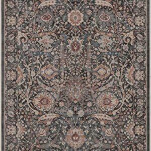 Well Woven Liana Flatweave Persian Floral 5'3" x 7'3" Area Rug Charcoal Grey & Beige