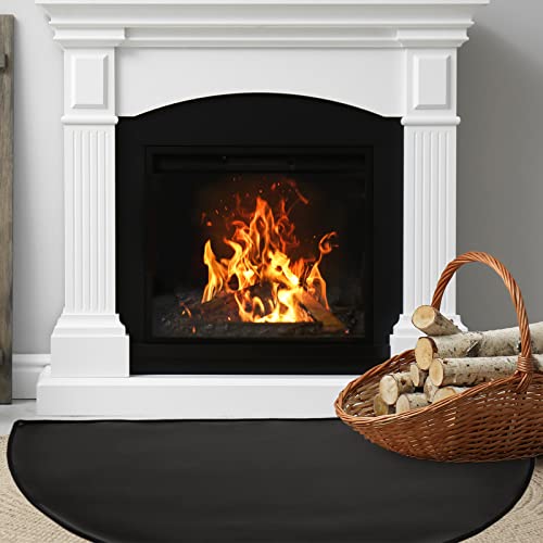 Fireproof Fireplace Mat Half Round Hearth Area Rug Fire Retardant Fiberglass Mat Fireproof Rugs for Fireplaces Fire Resistant Mat Wood Stove Fireplace Protect Floors from Sparks Embers (30 x 48 Inch)