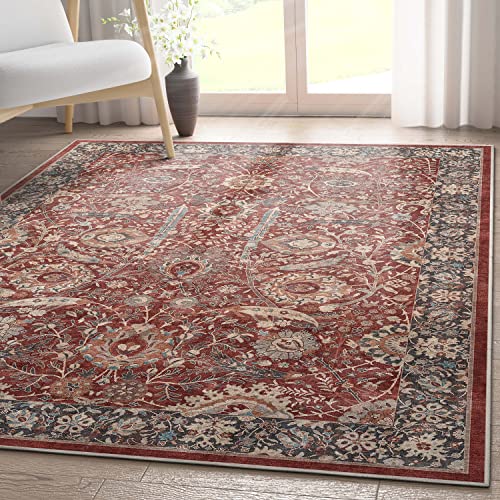 Well Woven Liana Flatweave Persian Floral 6' x 9' Area Rug Red