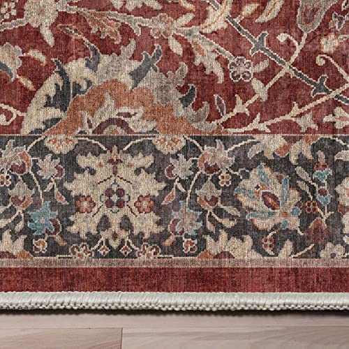 Well Woven Liana Flatweave Persian Floral 6' x 9' Area Rug Red