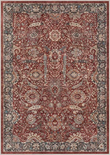 Well Woven Liana Flatweave Persian Floral 6' x 9' Area Rug Red