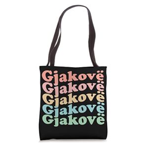 vintage 70’s kosovo hippie city – retro gjakovë tote bag