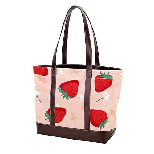 TBOUOBT Handbags for Women Fashion Tote Bags Shoulder Bag Satchel Bags, Pink Strawberry Flower