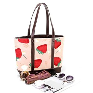 TBOUOBT Handbags for Women Fashion Tote Bags Shoulder Bag Satchel Bags, Pink Strawberry Flower