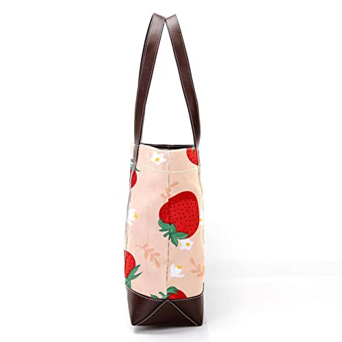 TBOUOBT Handbags for Women Fashion Tote Bags Shoulder Bag Satchel Bags, Pink Strawberry Flower