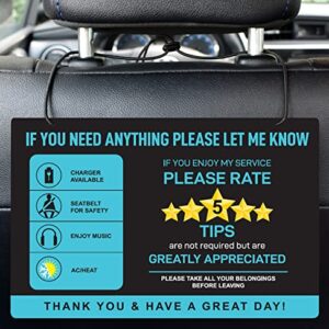 2-Pack Tips Rating Appreciated Rideshare Accessories Sign for Car Taxi - Rate Me Tip No Smoking for 5 Star Rides for Ride-share