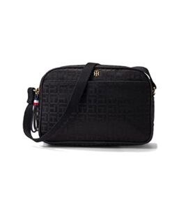 tommy hilfiger cynthia – camera crossbody – square monogram jacquard black tonal one size