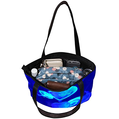 Tote Bag Women Satchel Bag Handbag Stylish Tote Handbag for Women Hobo Bag Fashion Crossbody Bag, Blue Jellyfish Sea Animal