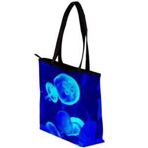 Tote Bag Women Satchel Bag Handbag Stylish Tote Handbag for Women Hobo Bag Fashion Crossbody Bag, Blue Jellyfish Sea Animal