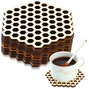 8 pcs honeycomb wood coaster set hollow hex honey comb wooden coaster hexagon honeycomb coasters honeycomb wooden cup cushion mug mats for housewarming gift coffee diy bar home decor