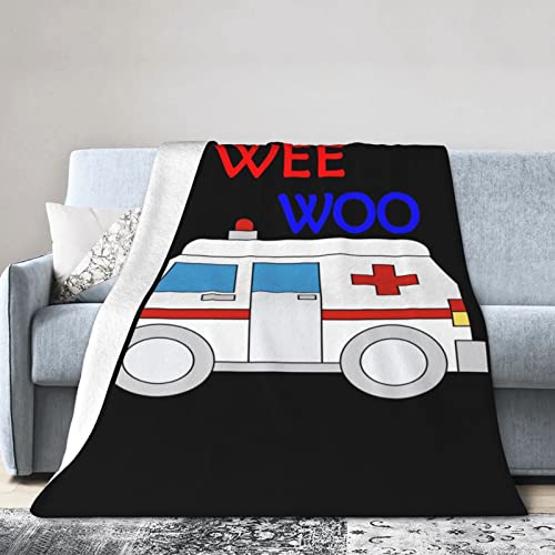 Wee Woo Ambulance Amr Funny EMS EMT Paramedic Ultra-Soft Micro Fleece Blanket Microfiber Blanket Luxury All Seasons Warm Blanket for Bedding Sofa and Travel 60"X50"