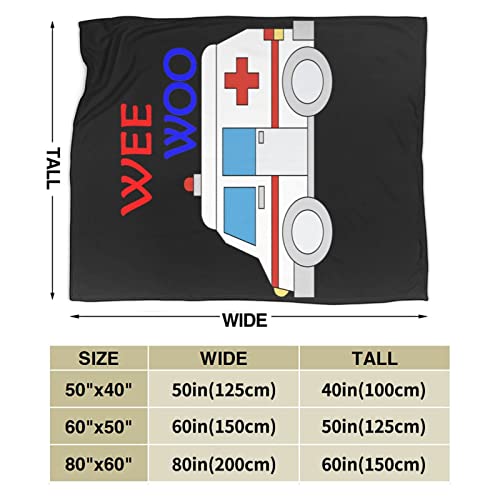 Wee Woo Ambulance Amr Funny EMS EMT Paramedic Ultra-Soft Micro Fleece Blanket Microfiber Blanket Luxury All Seasons Warm Blanket for Bedding Sofa and Travel 60"X50"