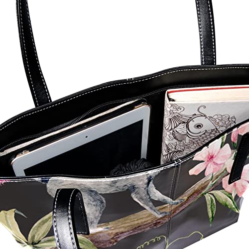 Tote Bag Women Satchel Bag Handbag Stylish Tote Handbag for Women Hobo Bag Fashion Crossbody Bag, Flower Tropical Lemur