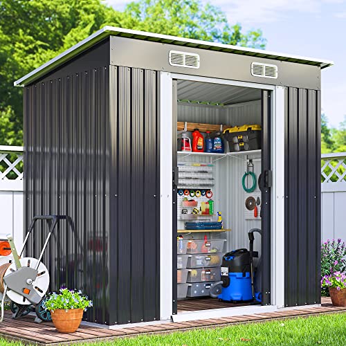 JAXPETY Outdoor Storage Shed 6 x 3.6 FT Metal Garden Sheds & Outdoor Storage with Sliding Doors for Backyard, Patio, Lawn