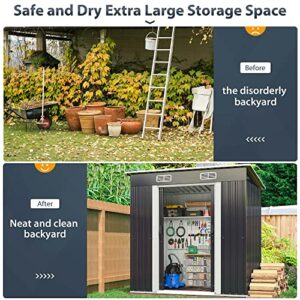 JAXPETY Outdoor Storage Shed 6 x 3.6 FT Metal Garden Sheds & Outdoor Storage with Sliding Doors for Backyard, Patio, Lawn