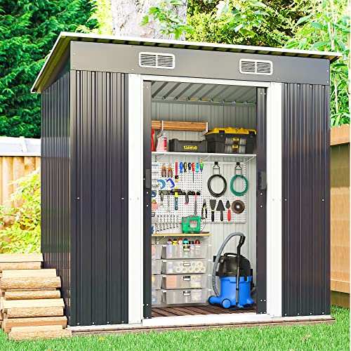 JAXPETY Outdoor Storage Shed 6 x 3.6 FT Metal Garden Sheds & Outdoor Storage with Sliding Doors for Backyard, Patio, Lawn