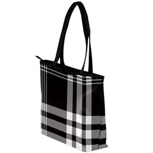 Tote Bag Women Satchel Bag Handbag Stylish Tote Handbag for Women Hobo Bag Fashion Crossbody Bag, Black and White Lattice Plaid Grid Check Retro