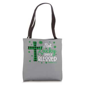 not lucky simply blessed cross christian st patricks day tote bag