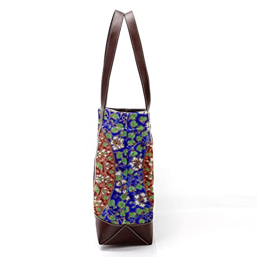 TBOUOBT Handbags for Women Fashion Tote Bags Shoulder Bag Satchel Bags, Indian Mandala Blue Floral Ethnic