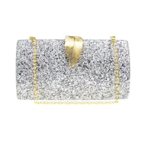 veabest women’s sparkly glitter rhinestone clutch purse evening bags handbags for wedding prom party (sliver 1)