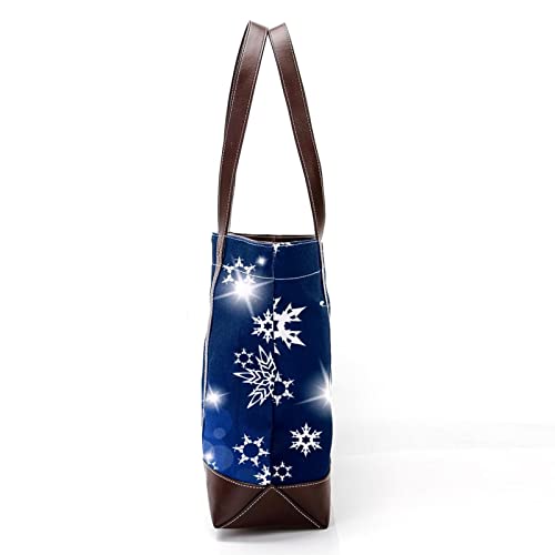 Tote Bag Women Satchel Bag Handbag Stylish Tote Handbag for Women Hobo Bag Fashion Crossbody Bag, Merry Christmas Blue Tree Snowflakes