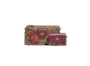 coach poppy crossbody with card case (im/khaki multi)