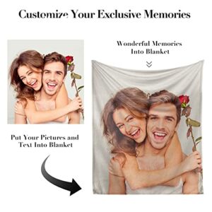 Custom Blanket for Couples Gifts Personalized Blanket with Photo Customized Picture Blankets Flannel Picture Blanket Custom Gifts for Adult Husband/Wife/Girlfriend/Boyfriend Birthday Valentines40*50In