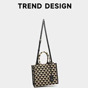 Classic triangle enamel metal logo black beige embroidered Canvas shopping bag tote bag for women