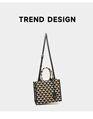 Classic triangle enamel metal logo black beige embroidered Canvas shopping bag tote bag for women