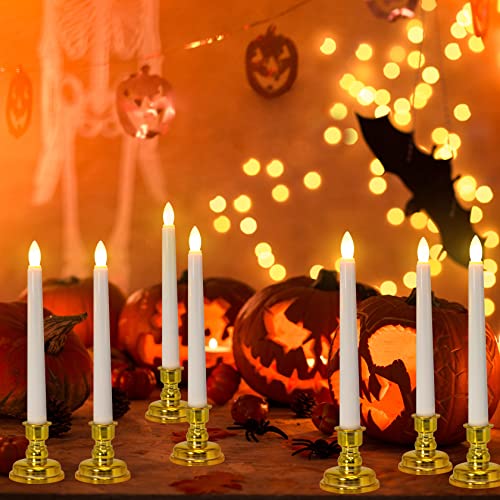 PChero LED Taper Candles with Remote Timer, 6 Pack 7.9" Battery Operated Floating Tapered Candles Warm White Light for Halloween Christmas Wedding Party Church Decorations