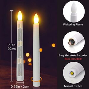 PChero LED Taper Candles with Remote Timer, 6 Pack 7.9" Battery Operated Floating Tapered Candles Warm White Light for Halloween Christmas Wedding Party Church Decorations