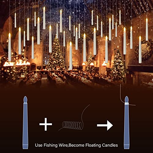 PChero LED Taper Candles with Remote Timer, 6 Pack 7.9" Battery Operated Floating Tapered Candles Warm White Light for Halloween Christmas Wedding Party Church Decorations