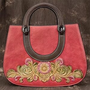 ldchnh vintage ladies handbag casual tote bag hand embossed floral shoulder messenger bag (color : d, size