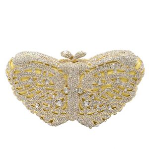 super mini butterfly clutch bag women formal party evening handbags bridal wedding minaudiere purse (gold 8)