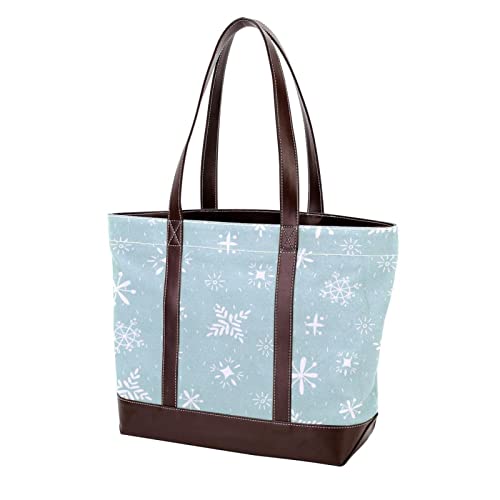 Tote Bag Women Satchel Bag Handbag Stylish Tote Handbag for Women Hobo Bag Fashion Crossbody Bag, Christmas Snowflake Light Blue