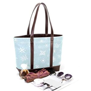 Tote Bag Women Satchel Bag Handbag Stylish Tote Handbag for Women Hobo Bag Fashion Crossbody Bag, Christmas Snowflake Light Blue